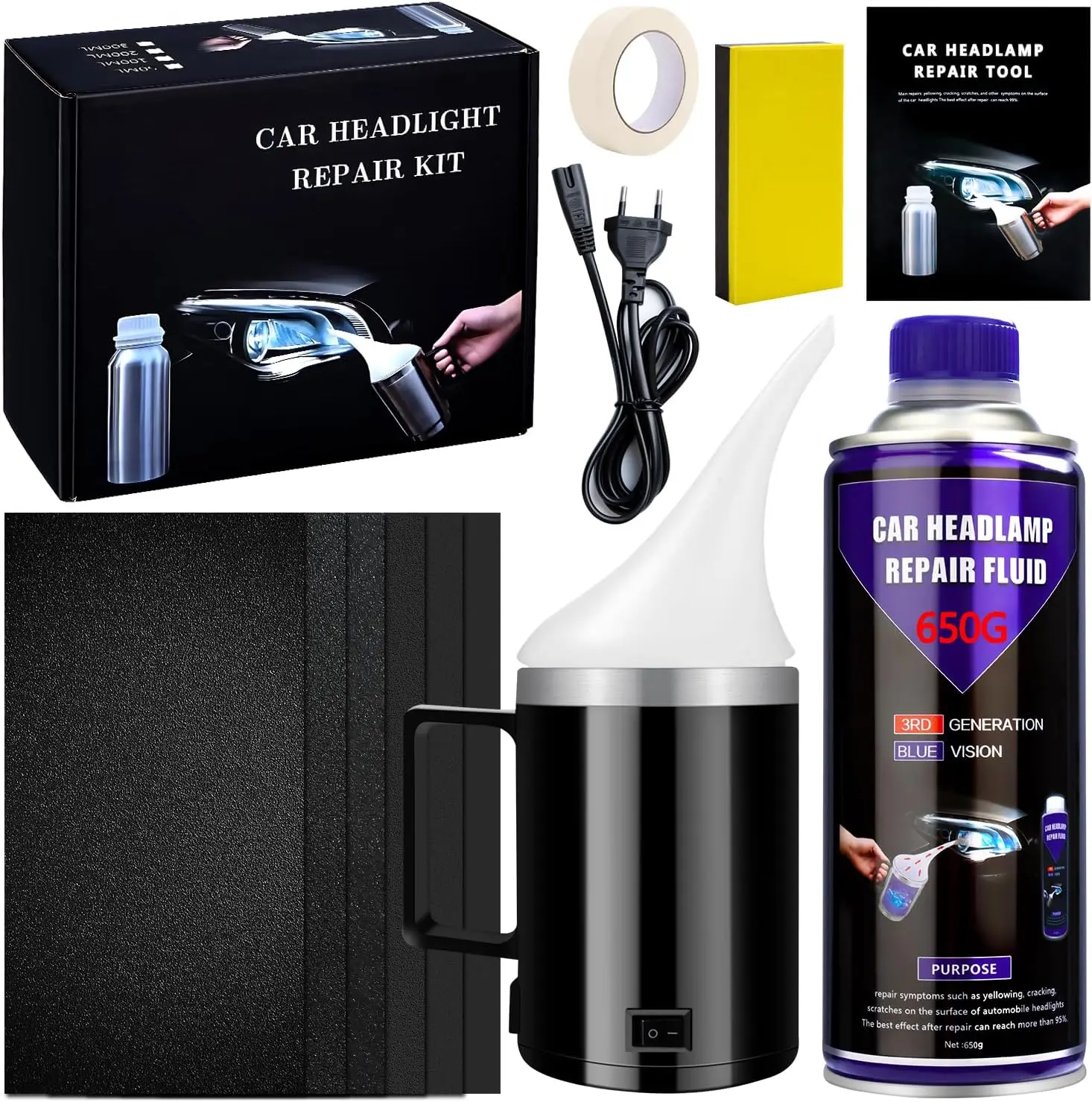 Car-Headlight-Renovation-Restoration-Kit-220V-EU-Plug-Novelty-Clean-Car ...