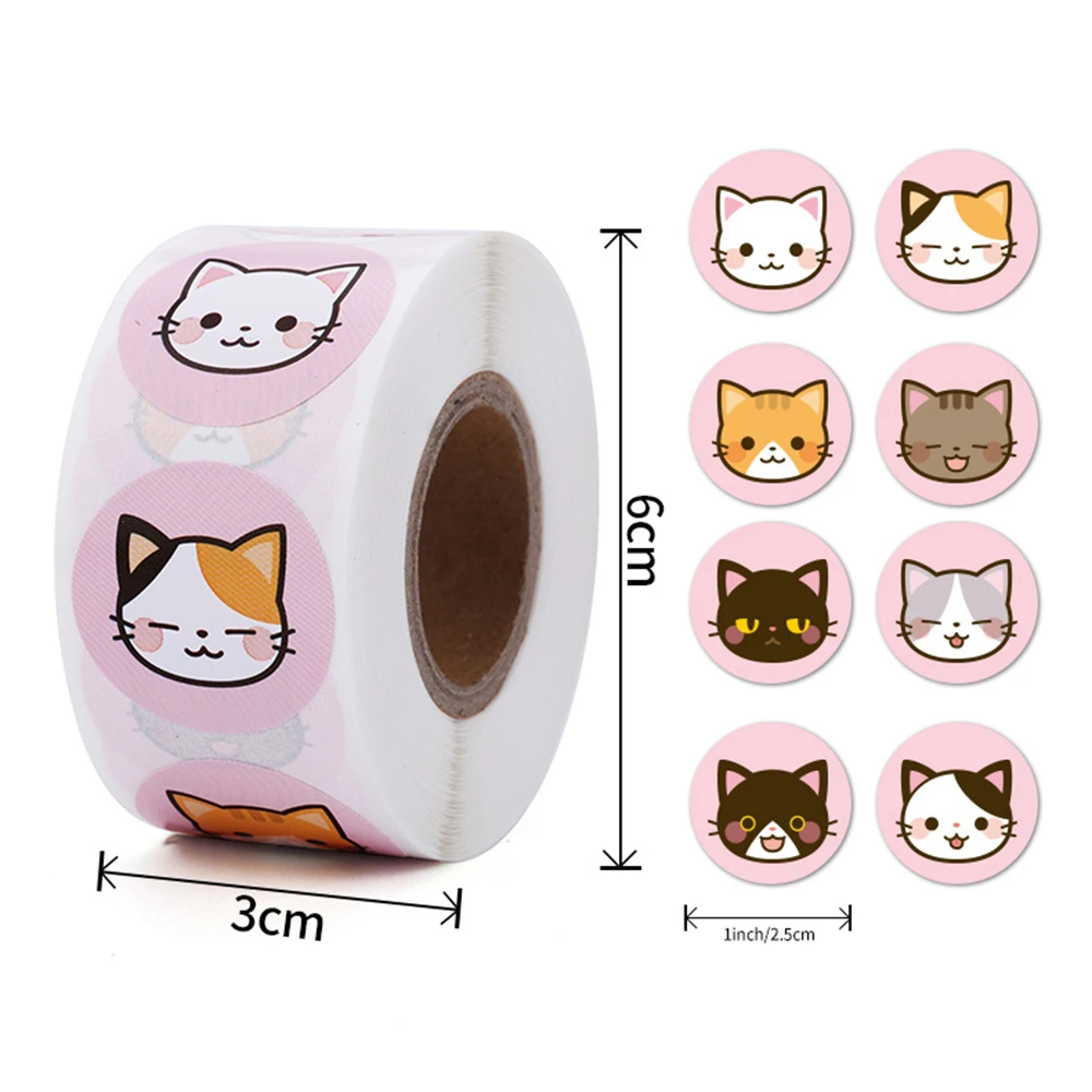 1inch-50-500pcs-Lovely-Cat-Stickers-For-School-Reward-Stickers ...
