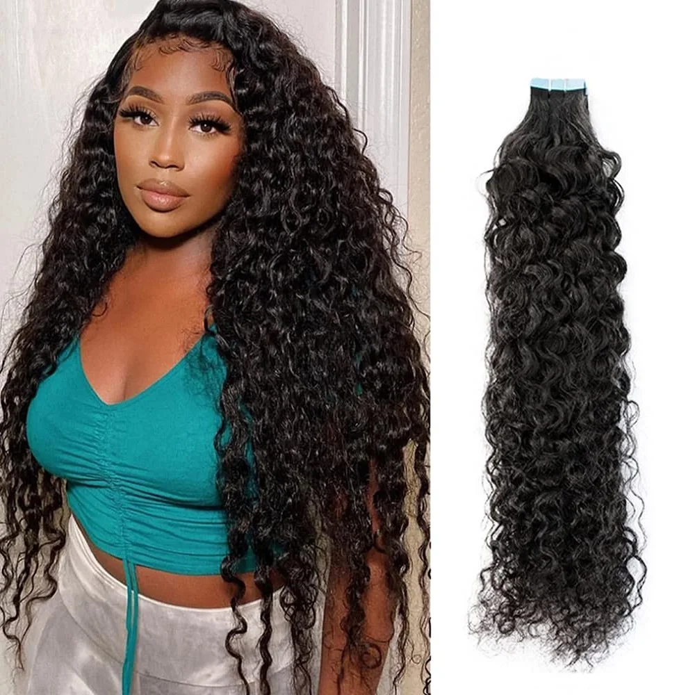 Water-Wave-Tape-in-Hair-Extensions-Brazilian-Tape-in-Human-Hair ...