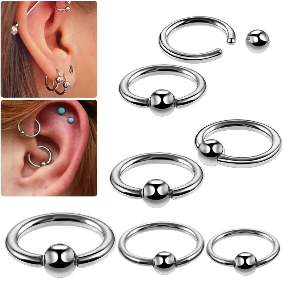 1Pc-lot-G23-Titanium-Captive-Bead-Ring-Piercing-Ear-Hoop-Nose-Ring-Loop ...