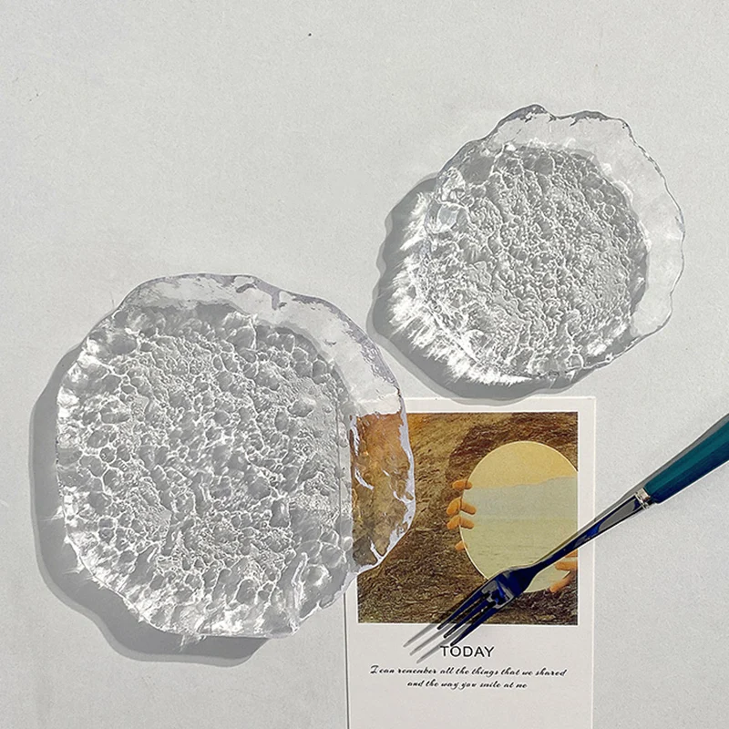 Glass Decorative Trays Dinner Plate Transparent Dinner Dish Table Tray ...