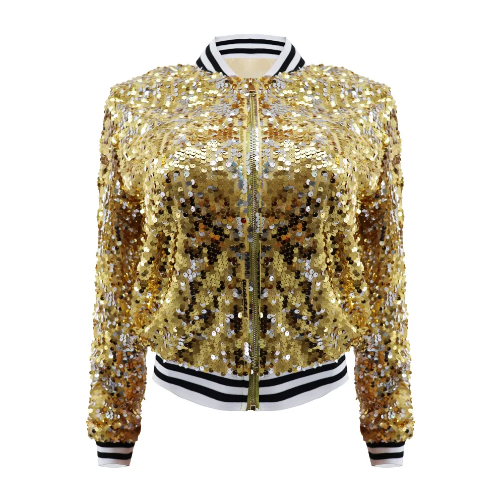 Gold-black-blue-red-purple-sequin-jacket-Fashion-streetwear-stand ...