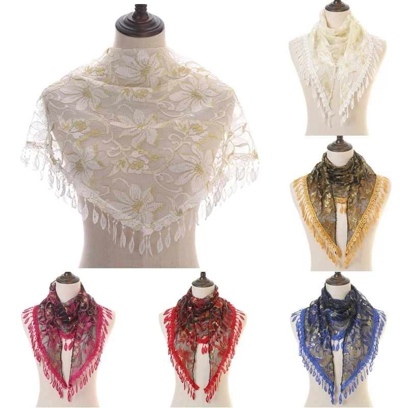 Latest-Triangle-Lace-Floral-Scarf-Summer-Hollow-Out-Fringed-Headscarf ...