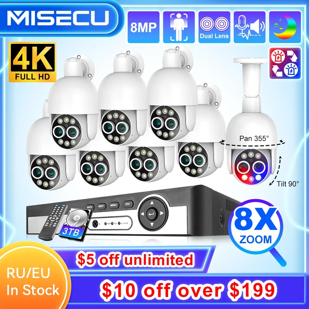 MISECU-8CH-4K-PTZ-8X-Hybrid-Zoom-POE-Security-System-Dual-Lens-8MP ...