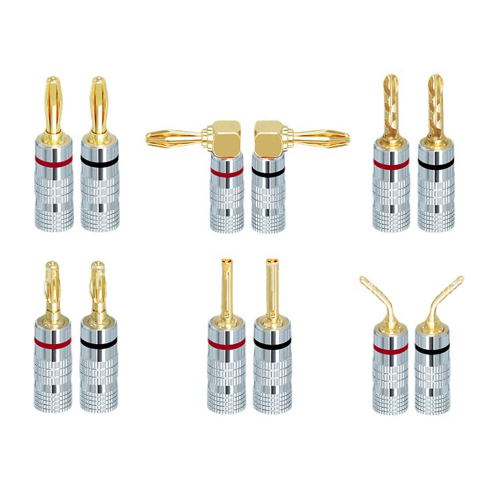 20pcs/10pairs Banana Plug Copper 24K Gold-plated Solderless 4MM Banana ...