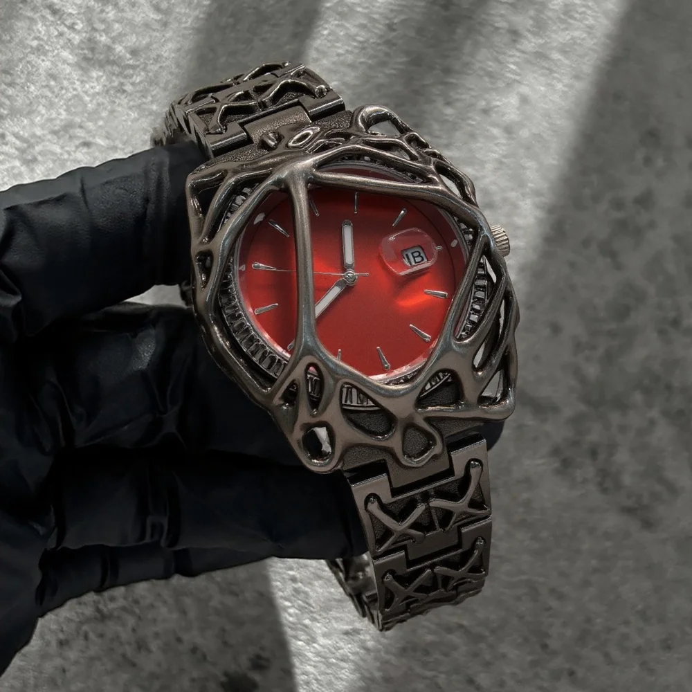 High Quality Red Scale Dial Y2k Quartz Watch Men Antique Alabaster ...