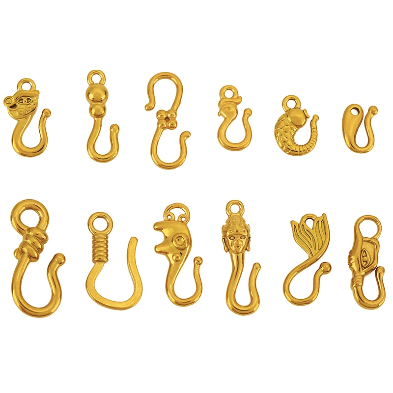 10PCS Stainless Steel Tail Connection Clasp Hook Swan Elephant Gourd S ...