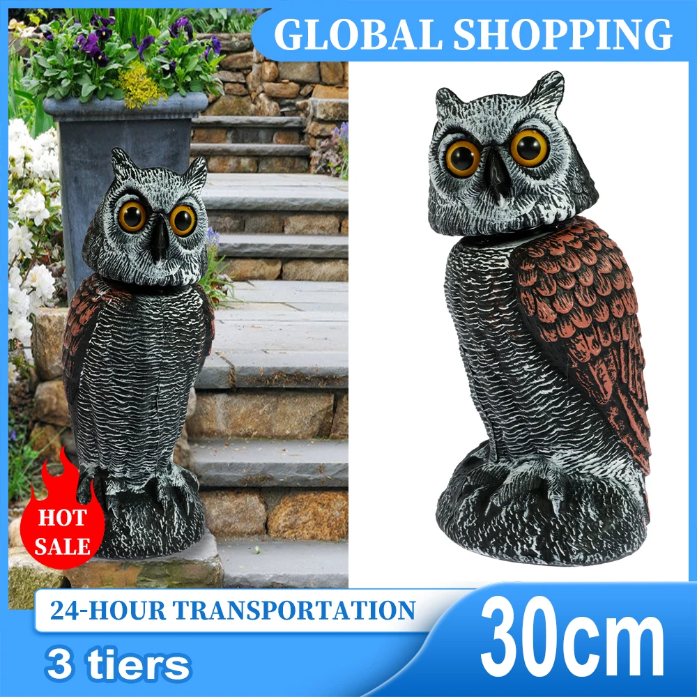 Fake-Owl-Decoy-Plastic-Owl-Scarecrow-Sculpture-with-360-Rotating-Head ...