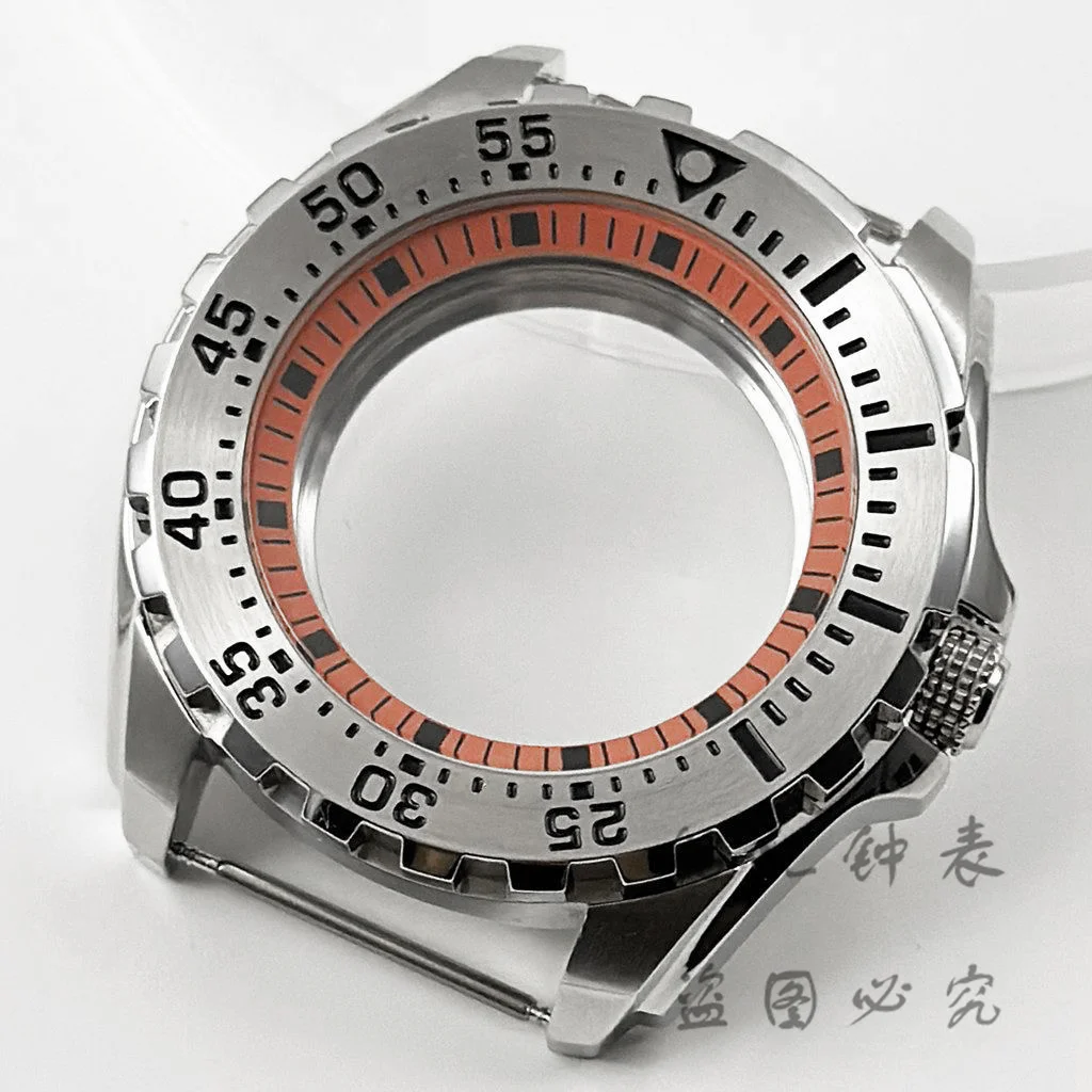 44MM-Orange-Ring-Watch-Case-Silver-Stainless-Steel-Watch-Case-Fit-NH34 ...