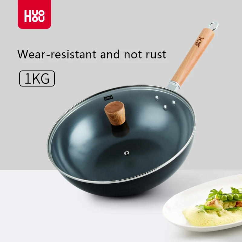 Huohou-Non-coating-Refined-Iron-Wok-Wooden-Handle-Cookware-Nonstick ...