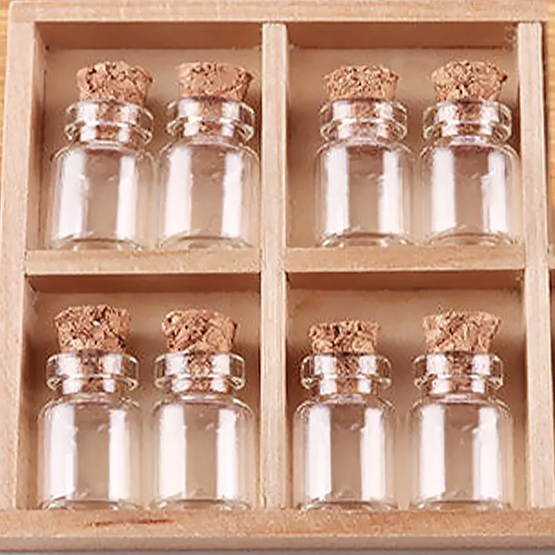 Mini-botellas-de-vidrio-transparente-con-tapones-de-corcho-botella-de ...
