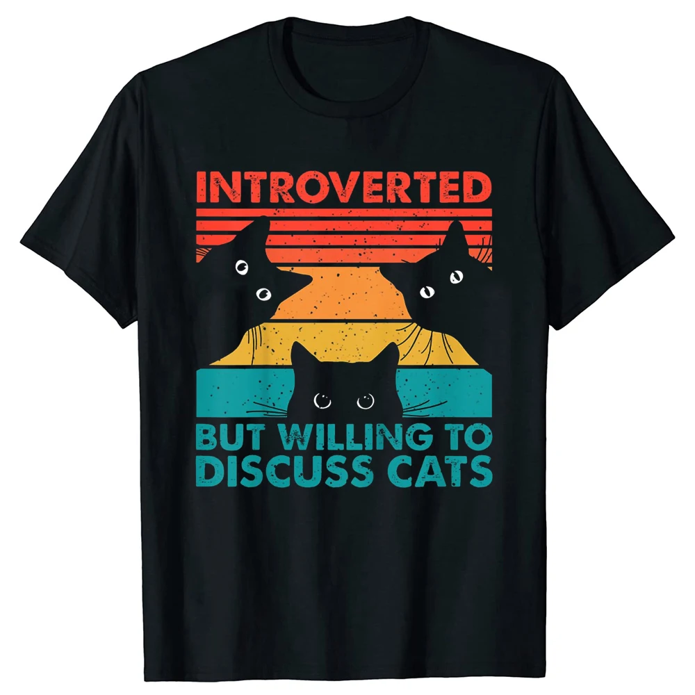 Introverted-But-Willing-To-Discuss-Cats-T-Shirt-Cotton-Cats-Lover ...