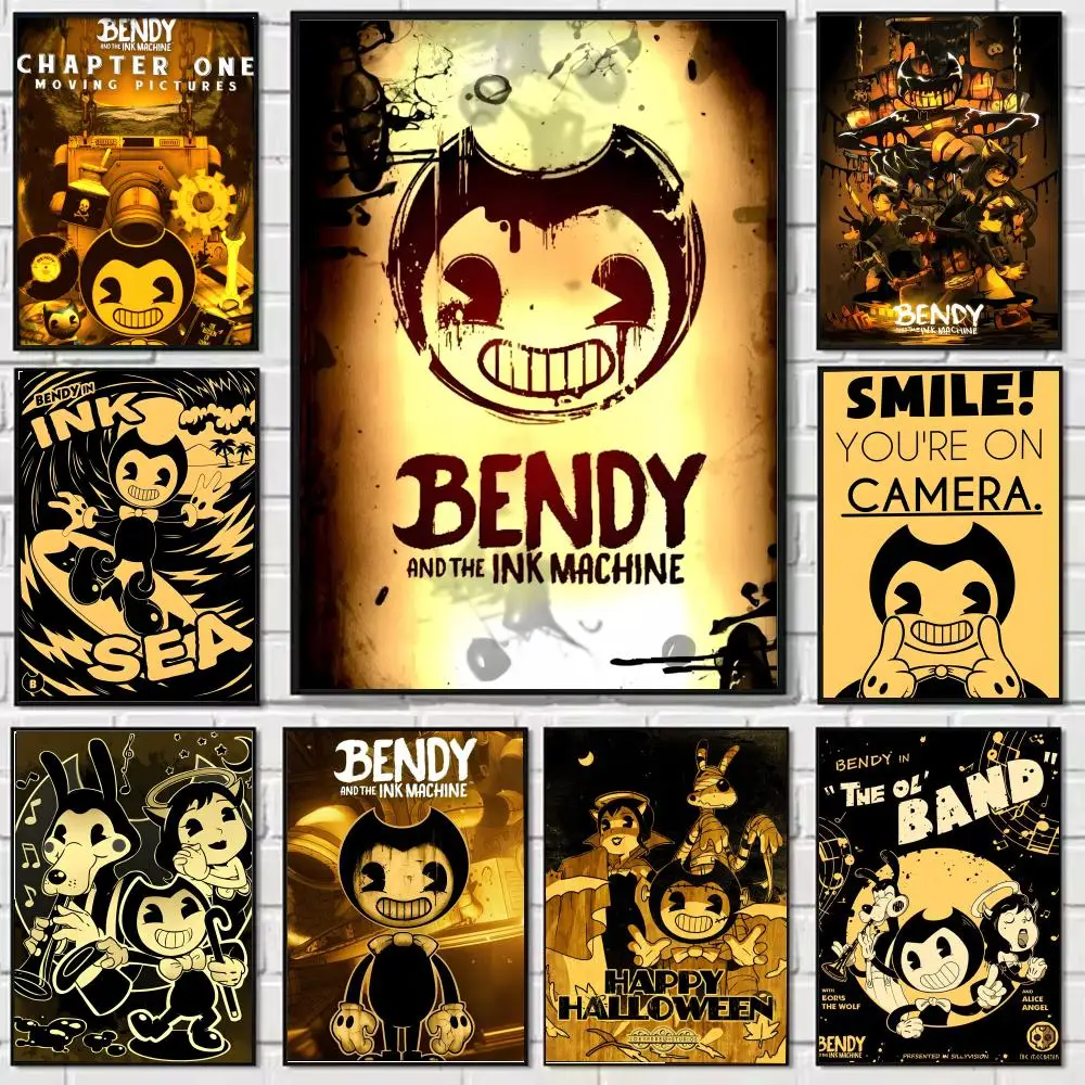 Bendy and the Ink Machine Painting Calligraphy Canvas Poster: Crease ...