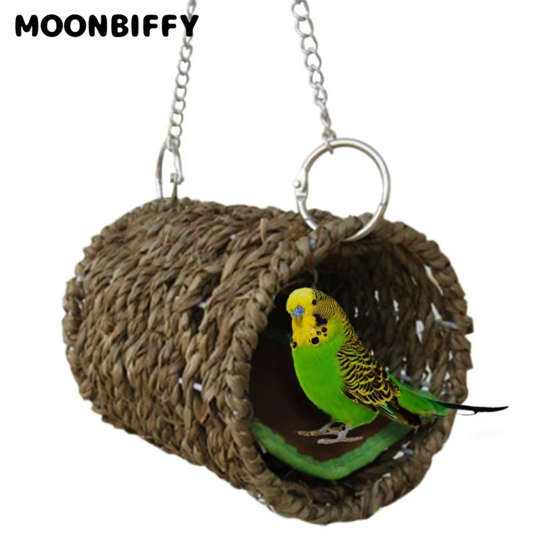 Bird-Nest-Bed-Grass-Tunnel-Hammock-Hanging-Parrot-Pet-Mascotas-Hamster ...