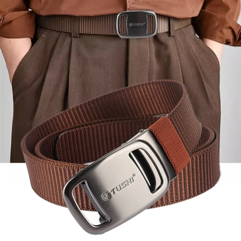 Business-men-s-tactical-belt-nylon-belt-elastic-iron-buckle-trouser ...
