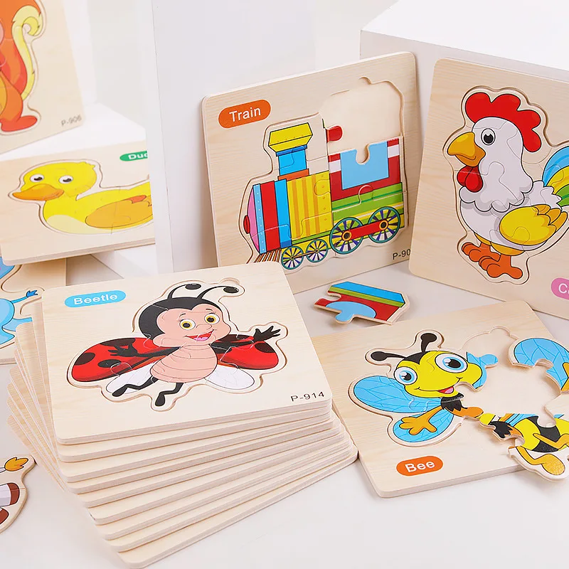 Wooden Puzzle 3D Puzzles Educational Toy Montessori Cartoon Anime ...