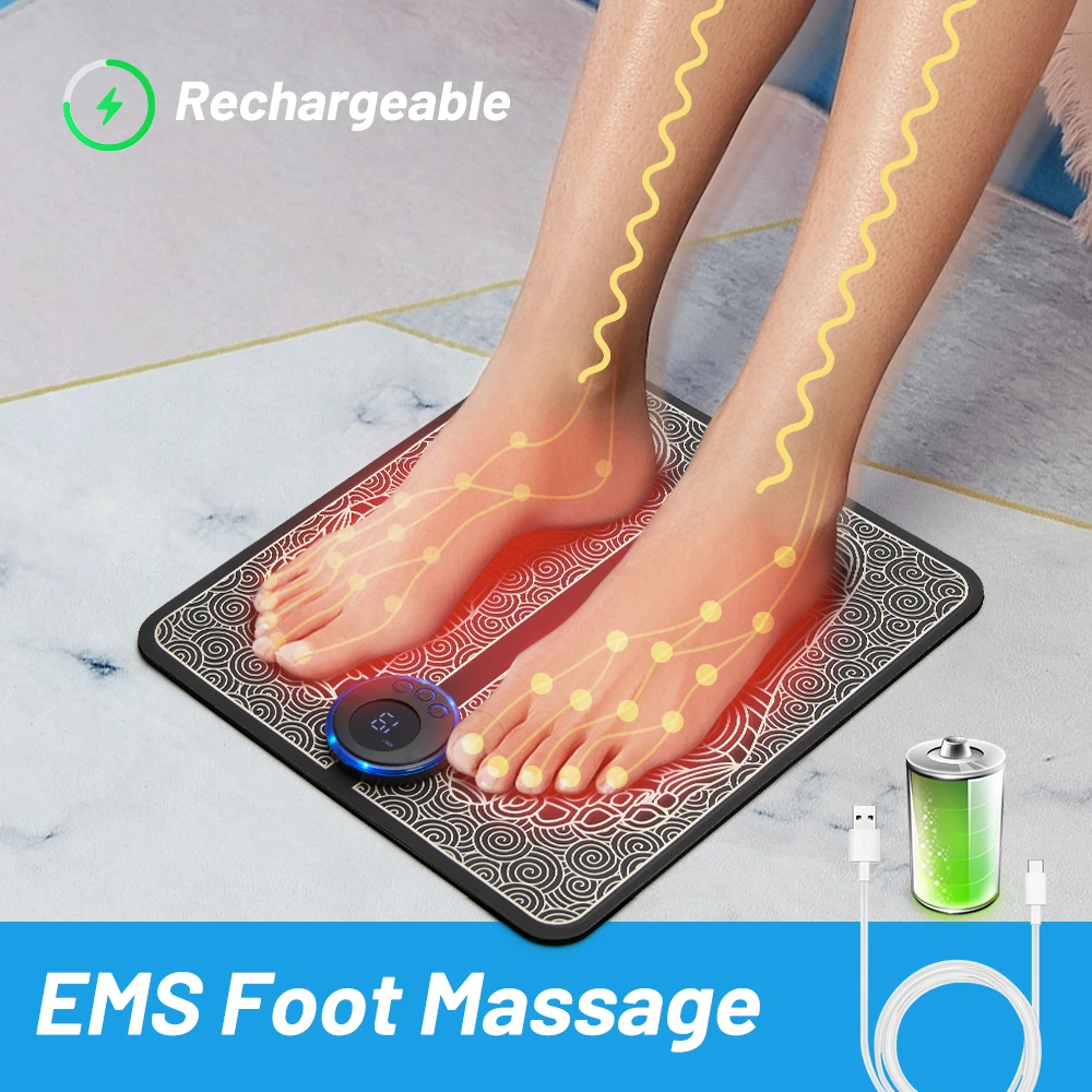 Electric EMS Foot Massager Pad Foldable Massage Mat Muscle Stimulation Relief Pain Relax Feet ...