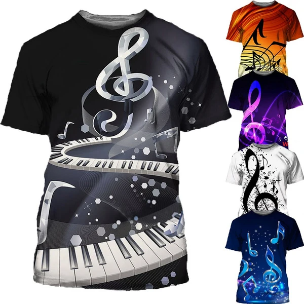Camiseta-con-estampado-de-nota-Musical-de-Piano-para-hombre-y-mujer ...