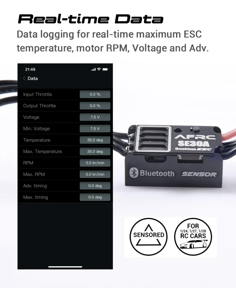 AFRC-SE30A Programmable Sensor Brushless ESC For GL BM AAT RC Car Mini ...