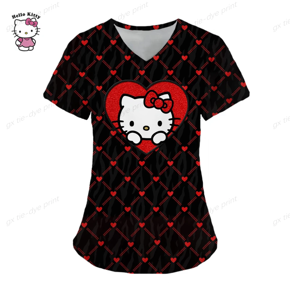 Uniforme de Hello Kitty para mujer, camisa de trabajo de enfermera con ...