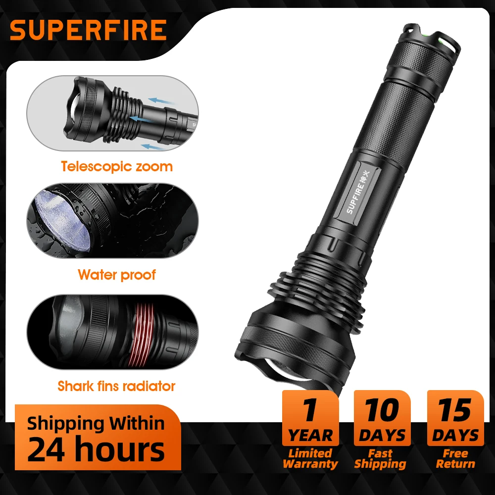 SUPERFIRE-36W-10400mA-Super-Bright-LED-Rechargeable-Flashlight-The-Most ...