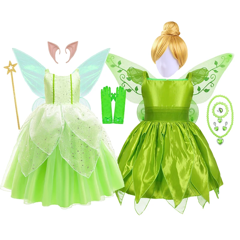Girls Tinker Bell Costume Halloween Birthday Costume for Kids Green ...