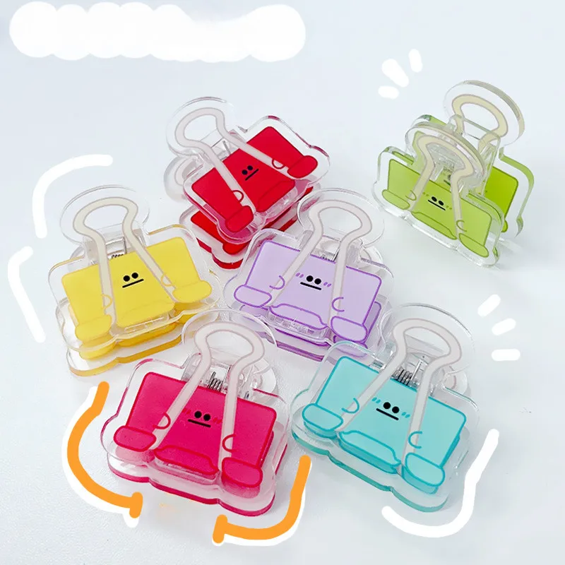 Multicolor Cute Face Acrylic Binder Planner Clips Loose Leaf Paper ...