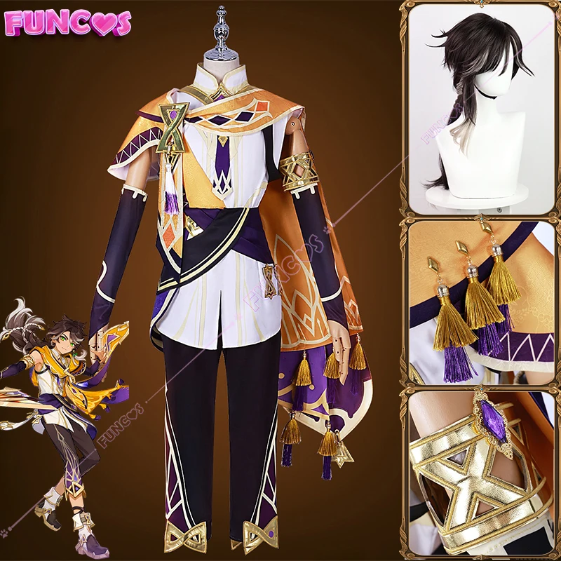 Genshin-Impact-Sethos-Cosplay-Costume-Wig-Cloak-Headwear-Brown-Grey ...