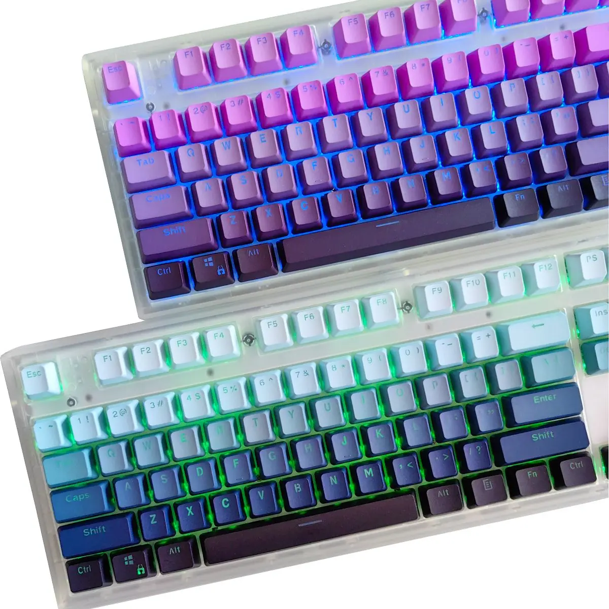 Gradient Keycap Backlight PBT Dip-Dyeing Word Transparent Simple Double ...