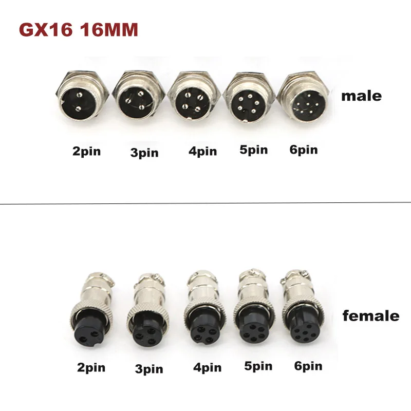 16mm GX16 2 3 4 5 6 Pin Aviation male Plug female Socket Cable ...