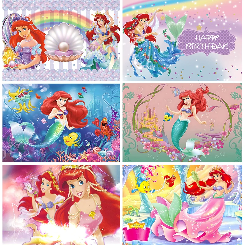 Princess-Ariel-Happy-Birthday-Backdrop-Custom-Little-Mermaid-Party ...