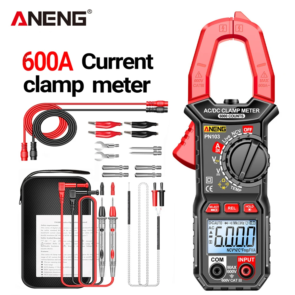 ANENG-PN103-Digital-Clamp-Meter-600A-AC-DC-Current-Tester-Professional ...