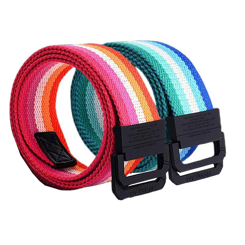 125CM Blue Striped Belt Casual Versatile Jeans Accessories Double-ring ...