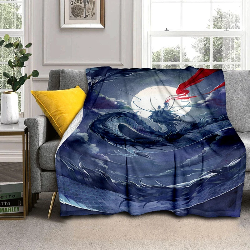 China dragon printed custom blanket fashionable warm and lightweight ...