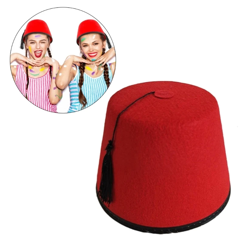 Red-Fez-Hat-Turkish-Cap-for-Adult-Children-Breathable-Round-Fez-Cap ...