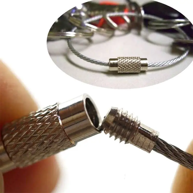 5Pcs-Wire-Rope-Cable-Stainless-Steel-Colorful-Key-Chain-Wire-Rope-Key ...