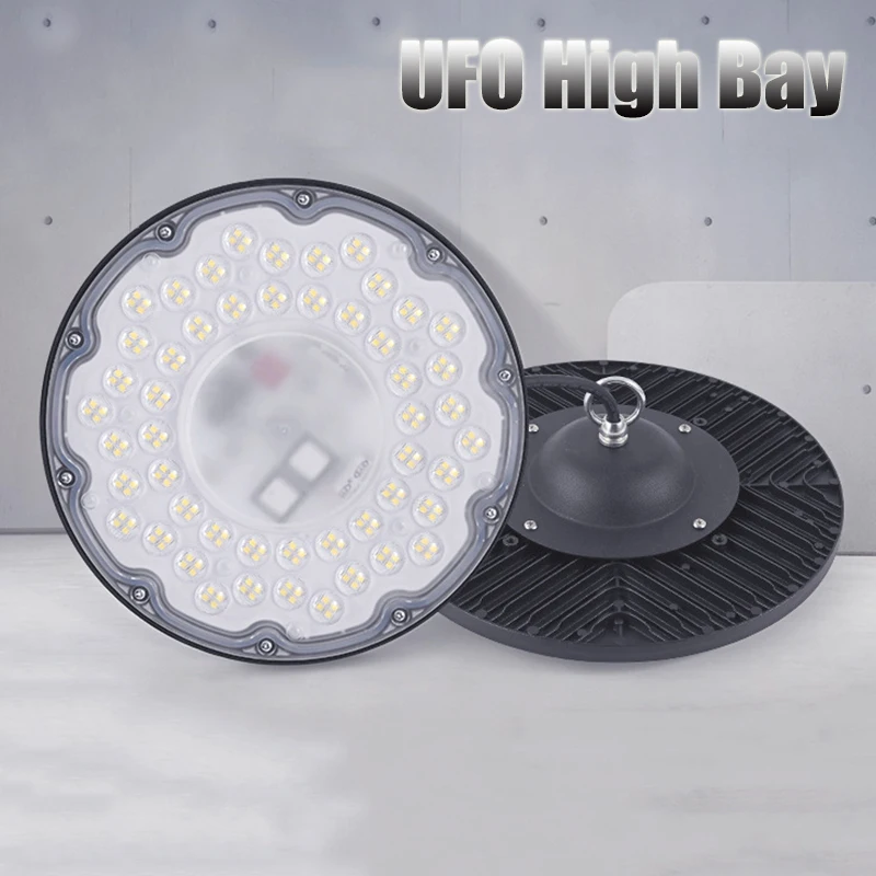 4PCS 100/200W UFO LED High Bay Aluminum IP65 Waterproof For Gymnasium ...