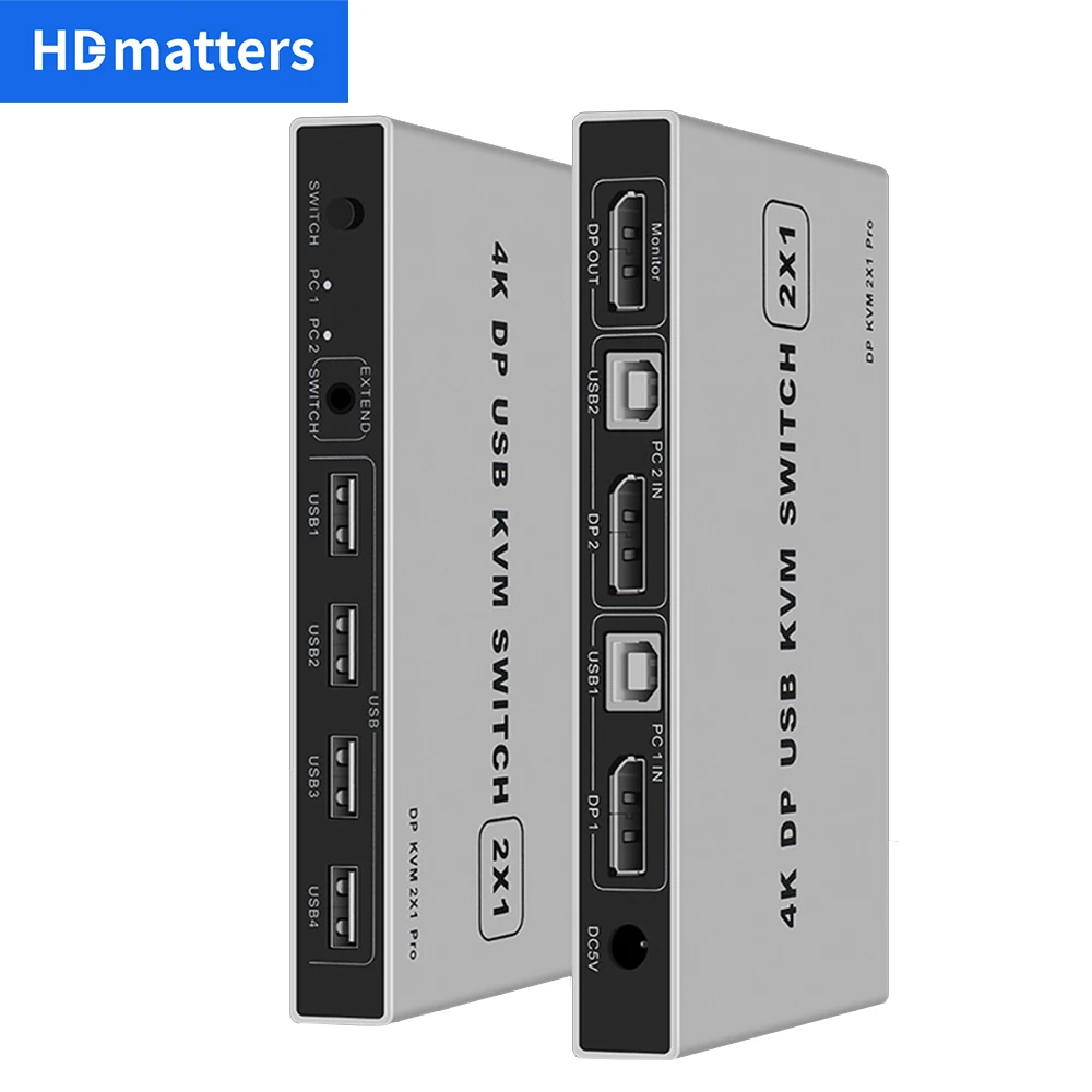Dual-port Displayport KVM Switch USB Displayport KVM 144Hz DP Switcher ...
