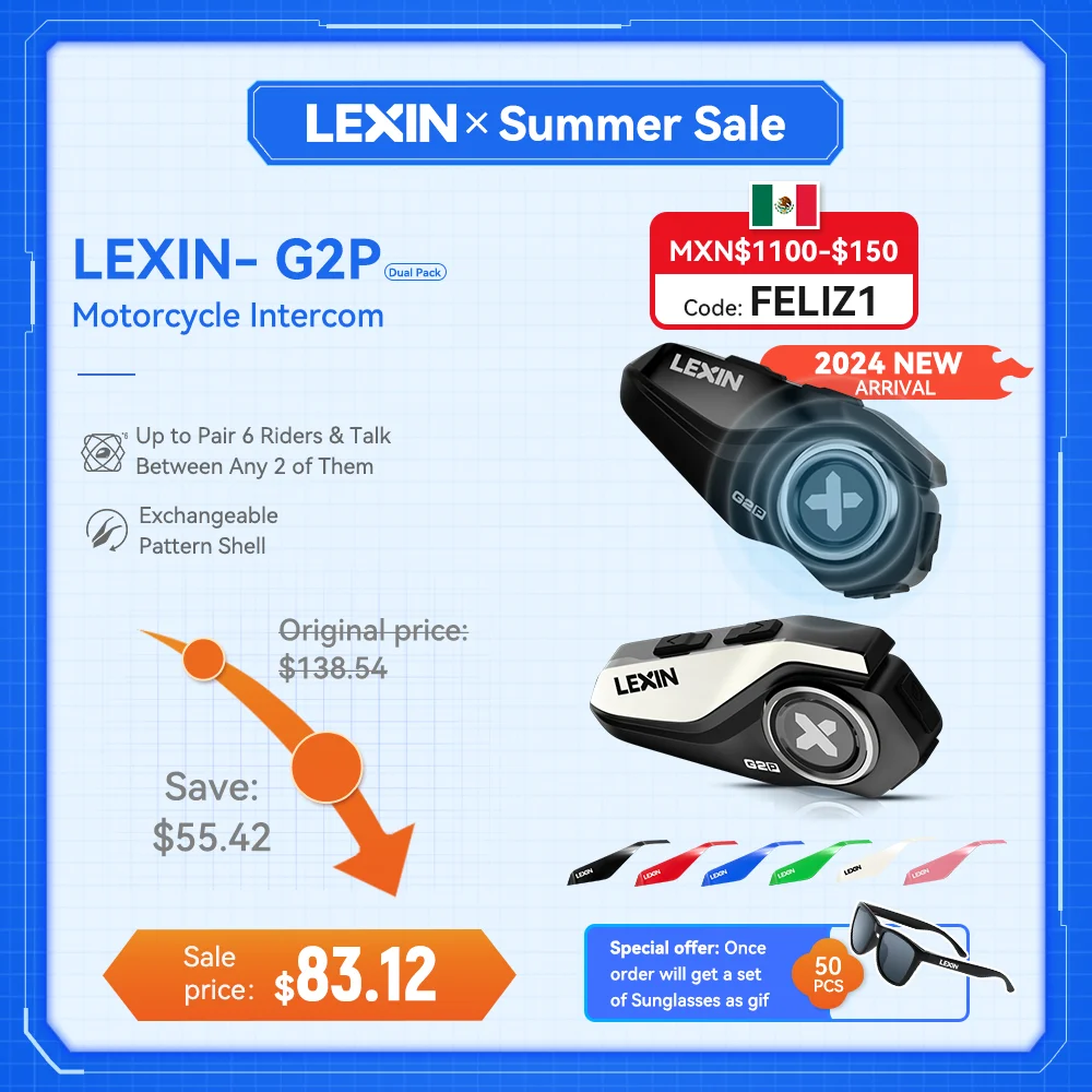 2023-Lexin-G2P-Motorcycle-Helmet-Bluetooth-Intercom-Up-To-Pair-6-Riders-Big-Button-Design ...