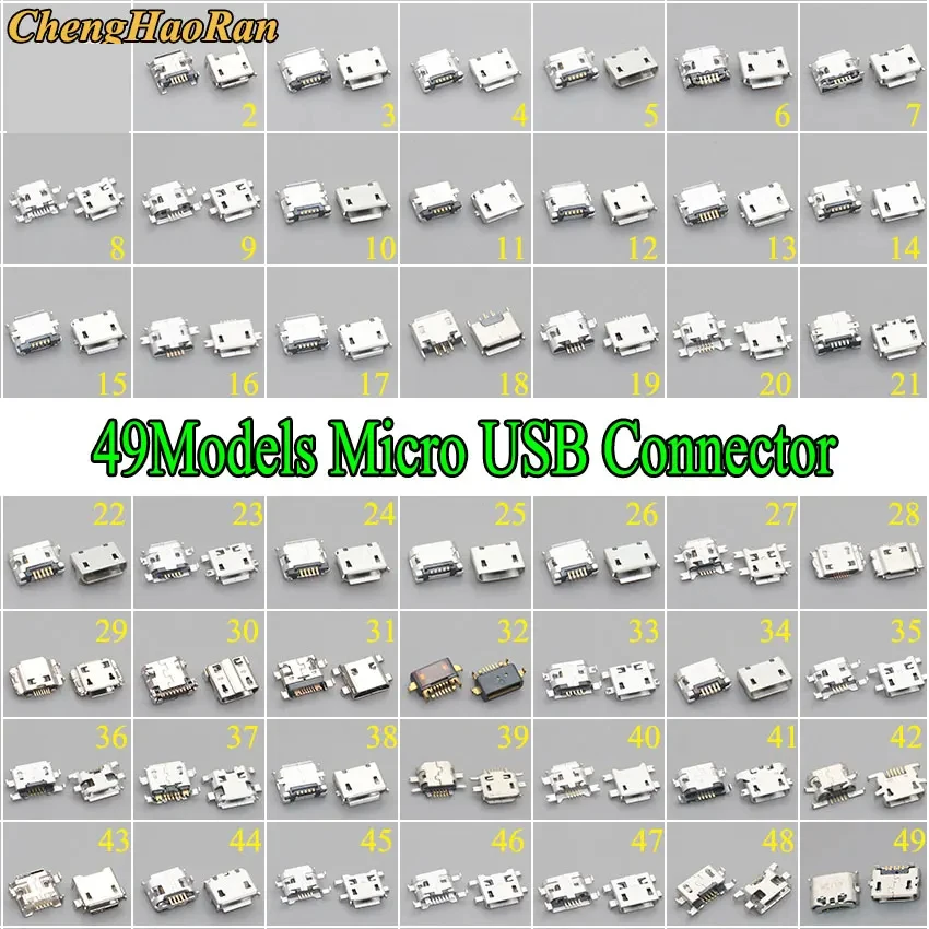 49models-Mini-Micro-USB-connector-jack-Charging-port-socket-power-v8 ...