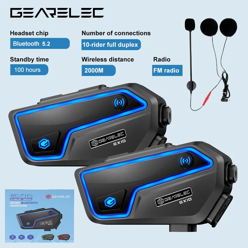 Gearelec-gx10-motorrad-intercom-helm-bluetooth-headset-10-fahrer-2km ...