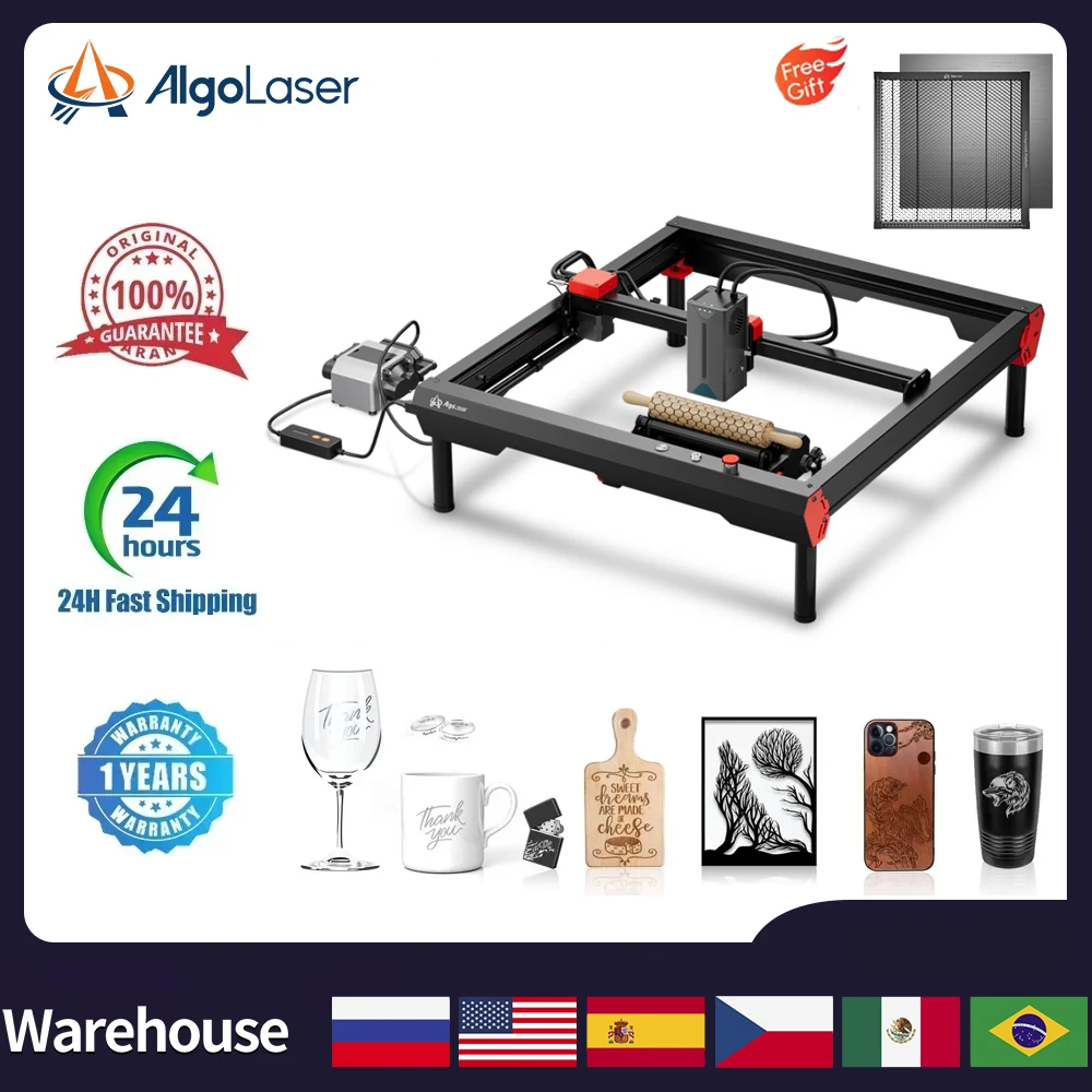 Algolaser-Alpha-22W-Laser-Engraver-with-Rotary-and-Honeycomb-Table-High ...
