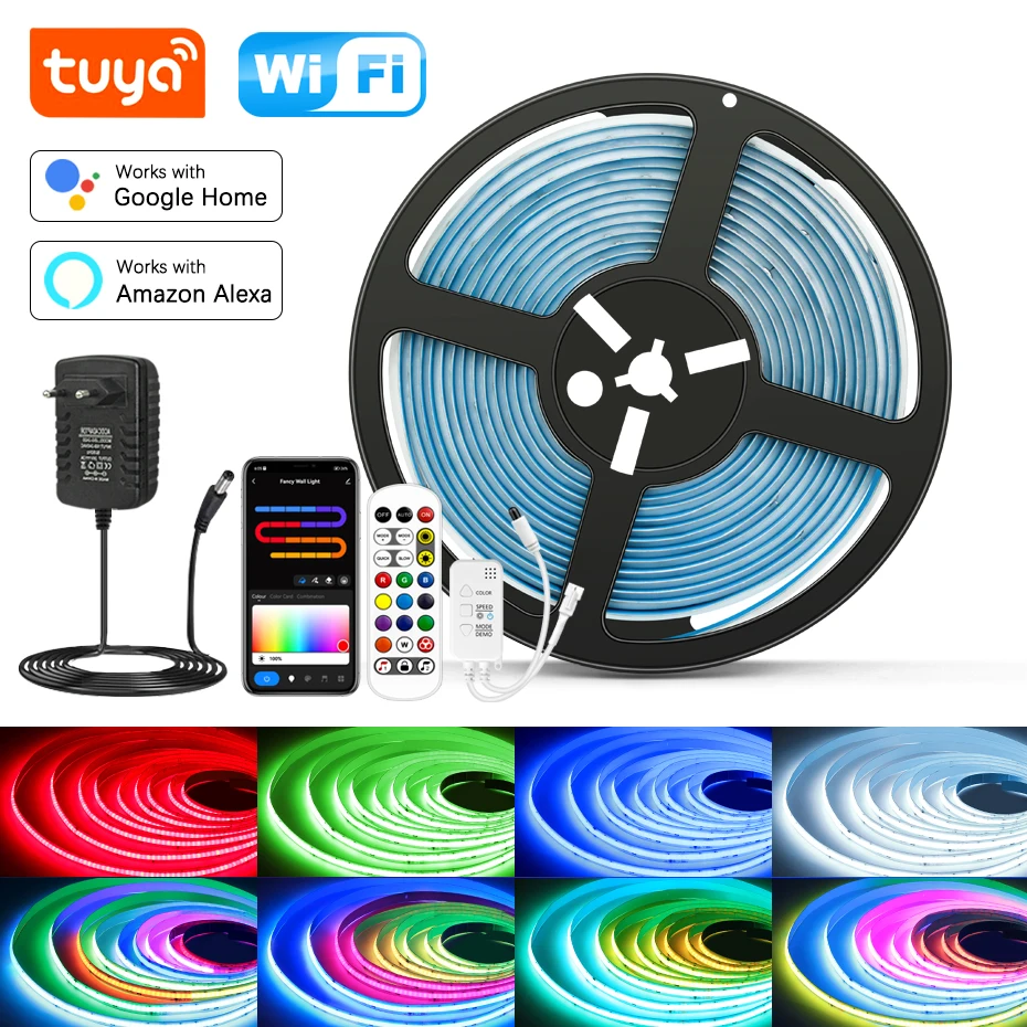 Smart-Wifi-24V-COB-RGBIC-Addressable-LED-Strip-Light-Work-With-Alexa-5m ...