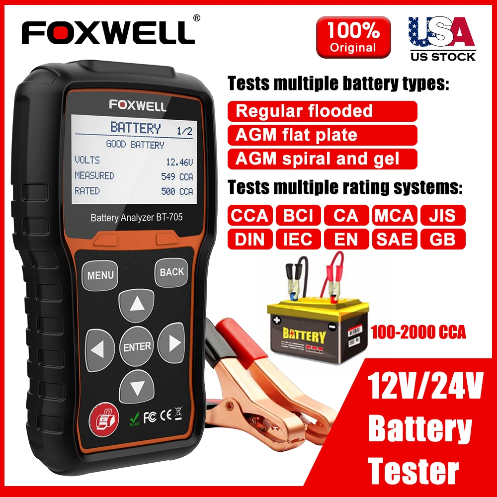 FOXWELL-BT705-12V-Car-Battery-Tester-24V-Battery-Analyzer-100-2000-CCA ...