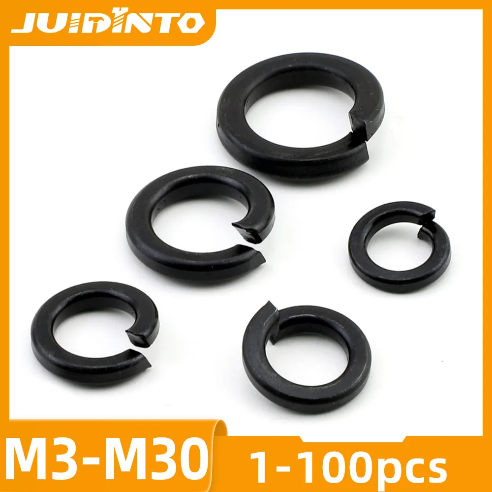 JUIDINTO 1-100pcs Black Spring Lock Washers m3 m4 m5 m6 m8 m10 m12 m14 ...