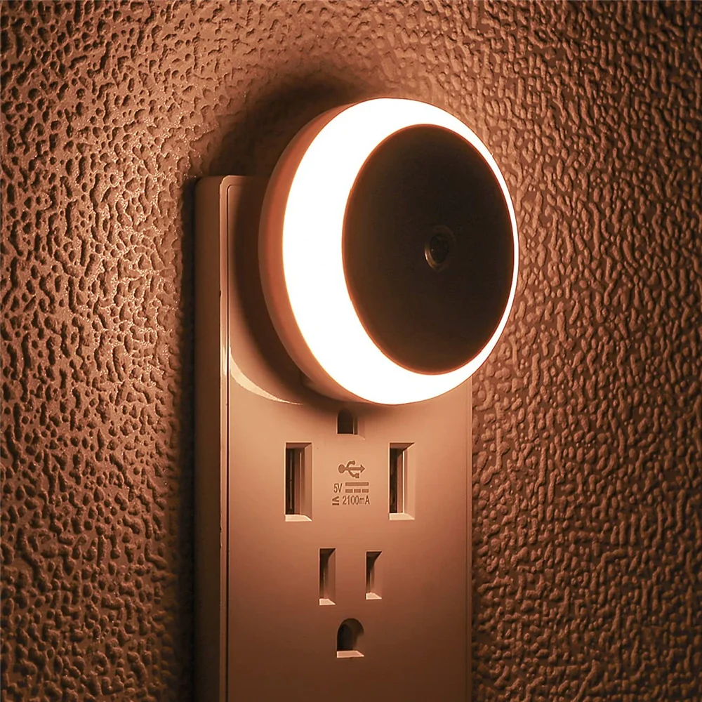 Round-Night-Light-Plug-In-Night-Sensor-Smart-Nightlight-Bedroom-Home ...