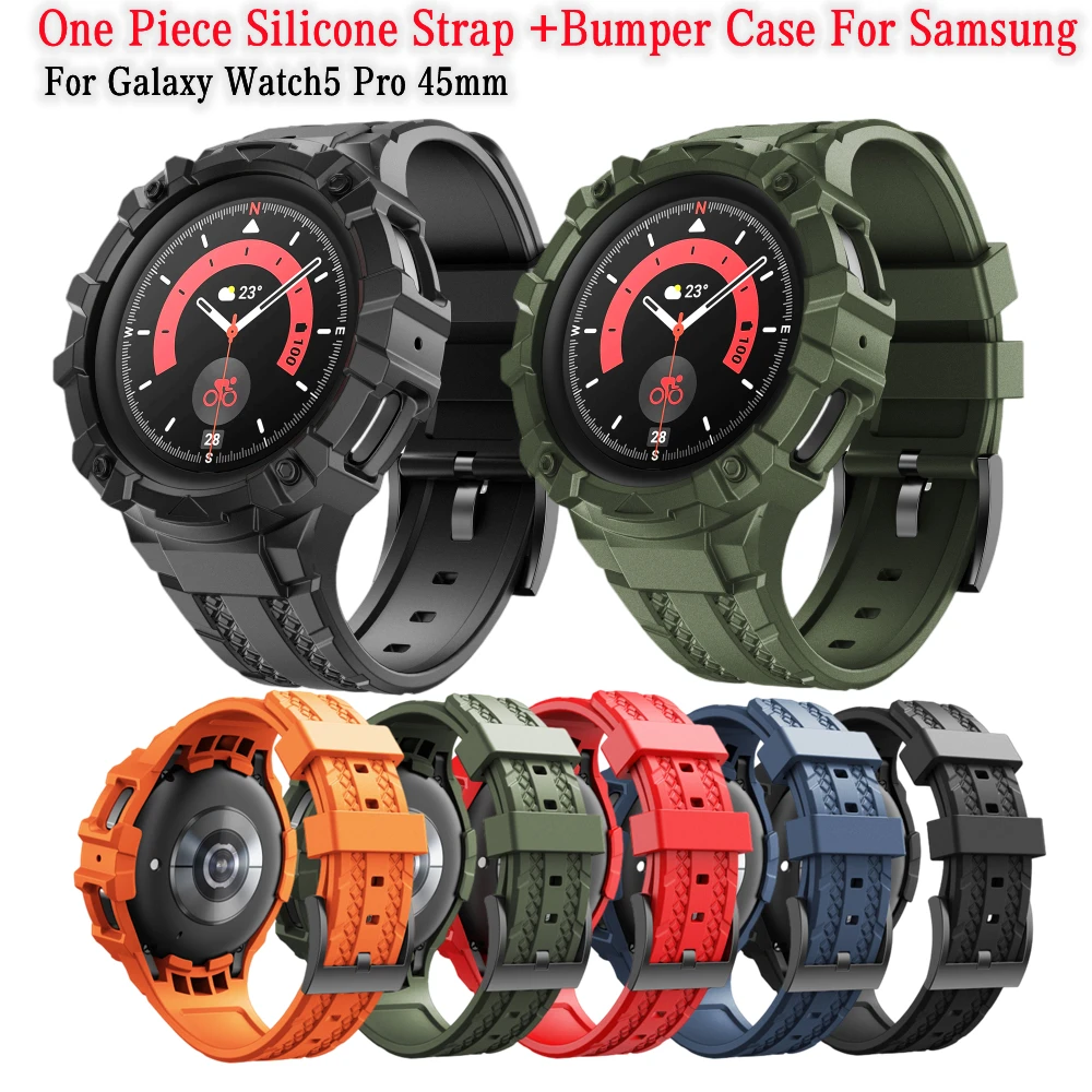 45mm-One-Piece-Silicone-Strap-For-Samsung-Galaxy-Watch5-Pro-Wristband ...