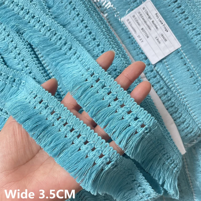 3-5CM-Wide-Blue-Cotton-Thread-Needlework-Lace-Fabric-Weaved-Fringe ...