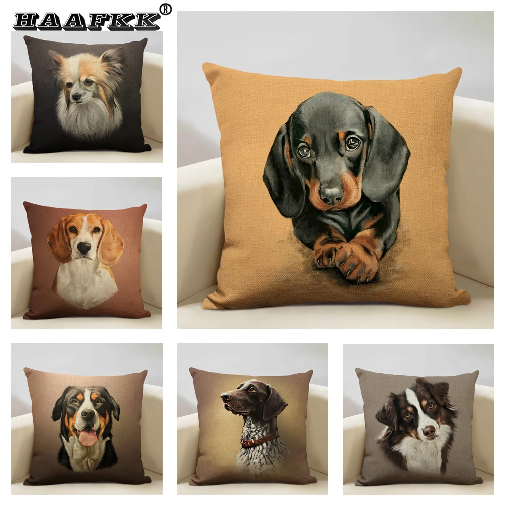 Animal Decorative Cushion Cover Cute Dog Bedroom Sofa Pillowcase Car ...