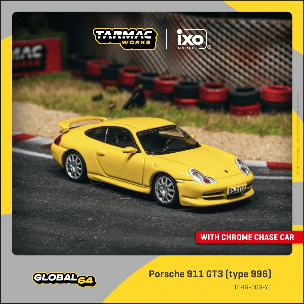 PreSale TW 1/64 Diecast Model Car Porsche 911 GT3 (type 996) Yellow ...